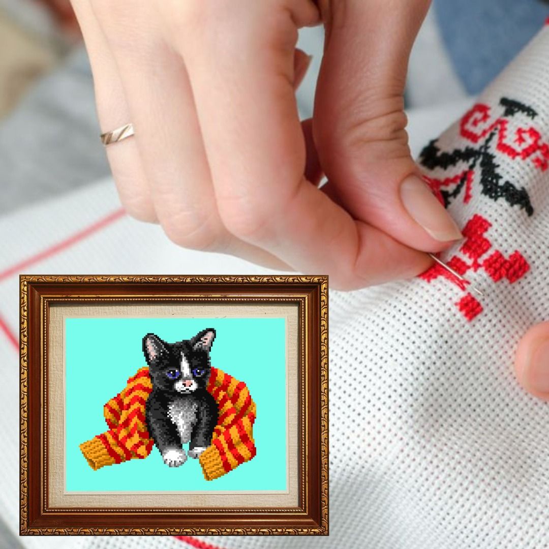 Kitty APEX cross stitch pattern PDF file, Furniture & Home Living, Home ...