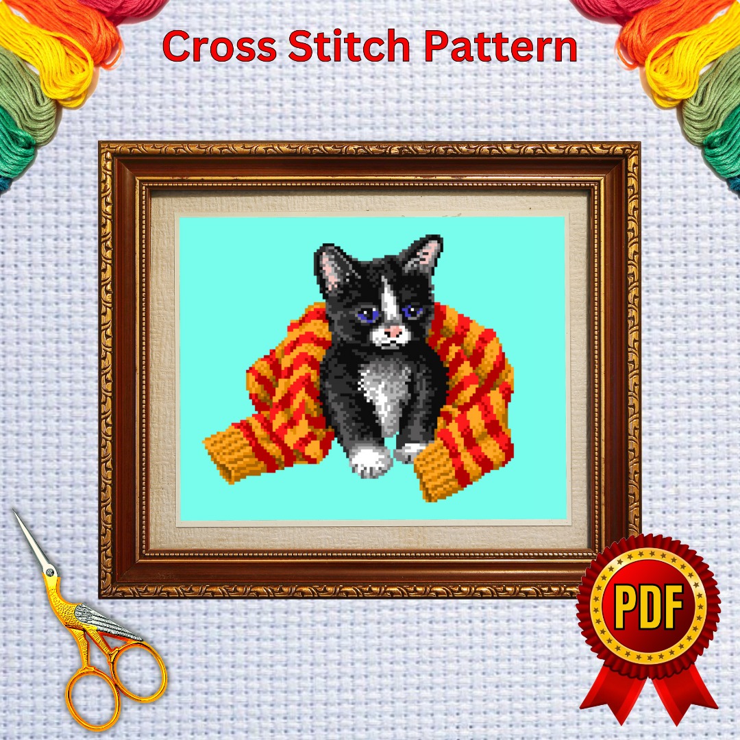 Kitty APEX cross stitch pattern PDF file, Furniture & Home Living, Home ...