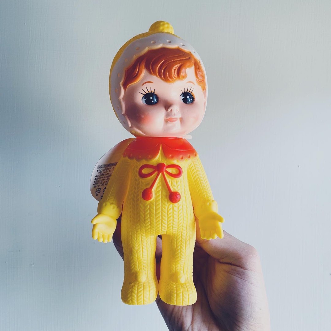 児玉産業｜KODAMA SANGYO KODAMA TOY チャーミーちゃん Charmy Chan 黃色成型 橘紅色塗裝 昭和復古娃娃 軟膠 ...