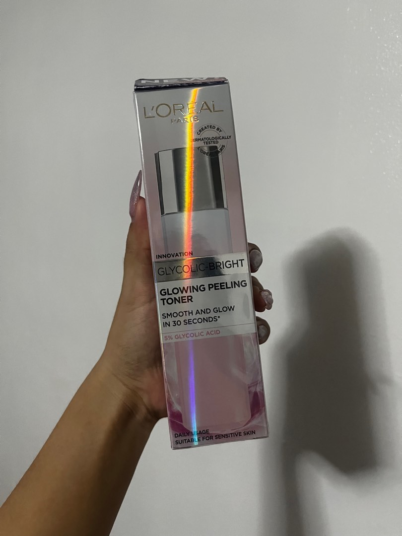 LOreal Paris Glycolic Bright Peeling Toner (128mL) - 5% Glycolic Acid ...