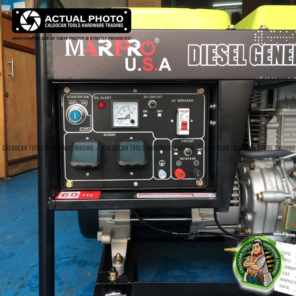 MARPRO USA 7000W / 7Kva Open Type Air-Cooled Diesel Generator Set with ...
