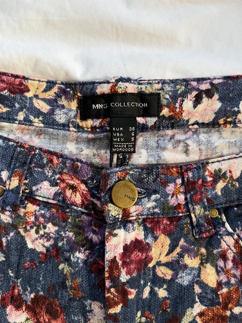 MNG Collection Floral Jeans, Women's Fashion, Bottoms, Jeans on Carousell