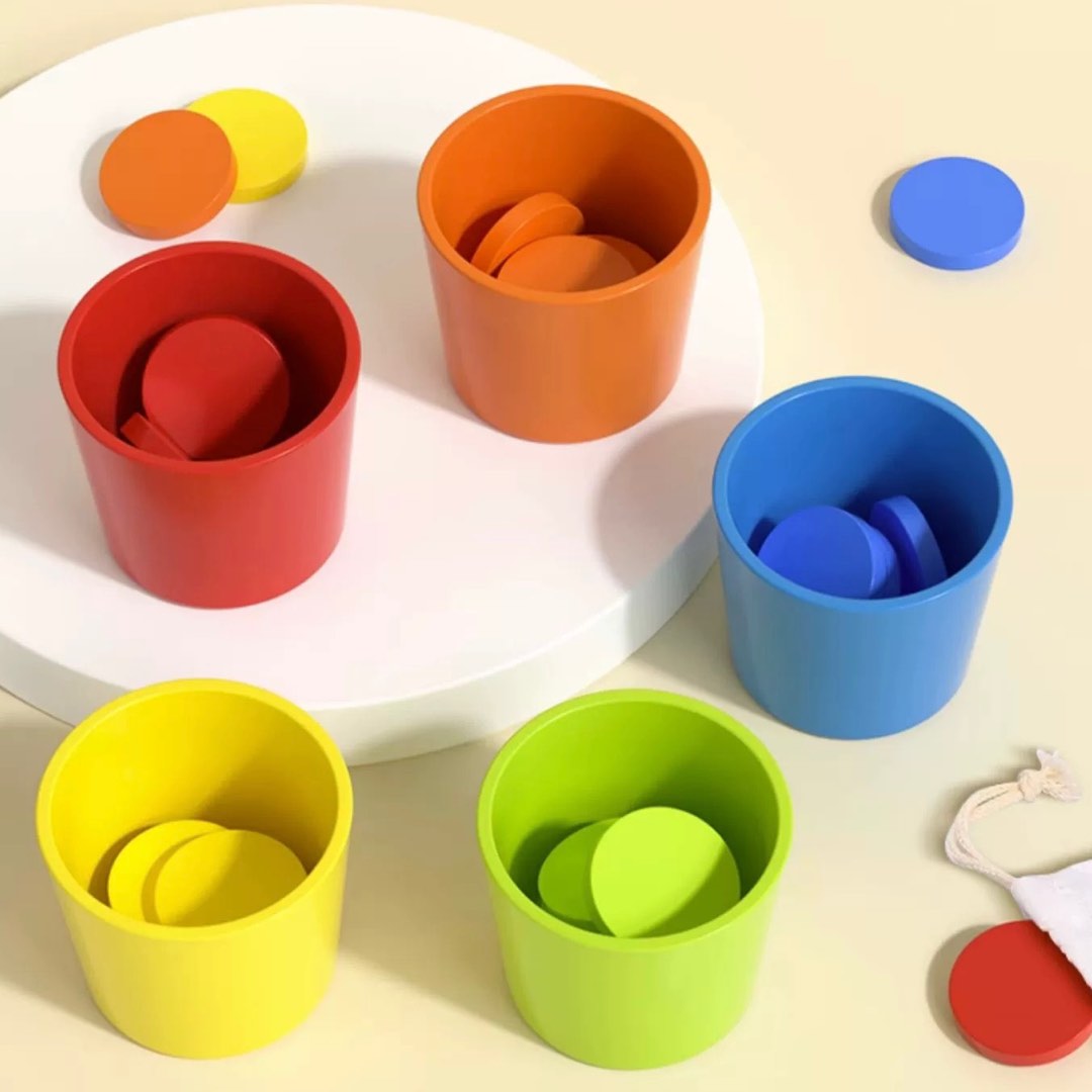Montessori Learning Coloured Counting Cups with Coins and Activity ...