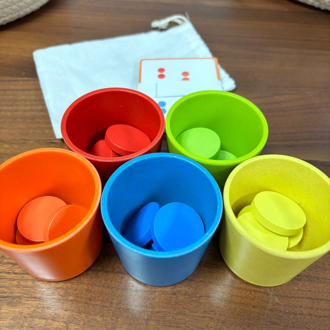 Montessori Learning Coloured Counting Cups with Coins and Activity ...