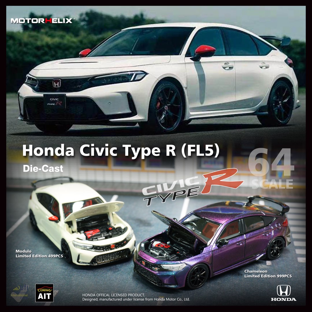 Motorhelix 1/64 Honda Civic Type R FL5 White & Chameleon, Hobbies & Toys, Toys & Games on Carousell