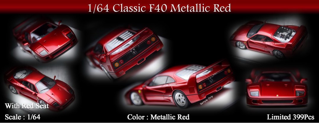 MY64 1/64 Ferrari F40 Metallic Red & Satin Grey, Hobbies & Toys, Toys ...