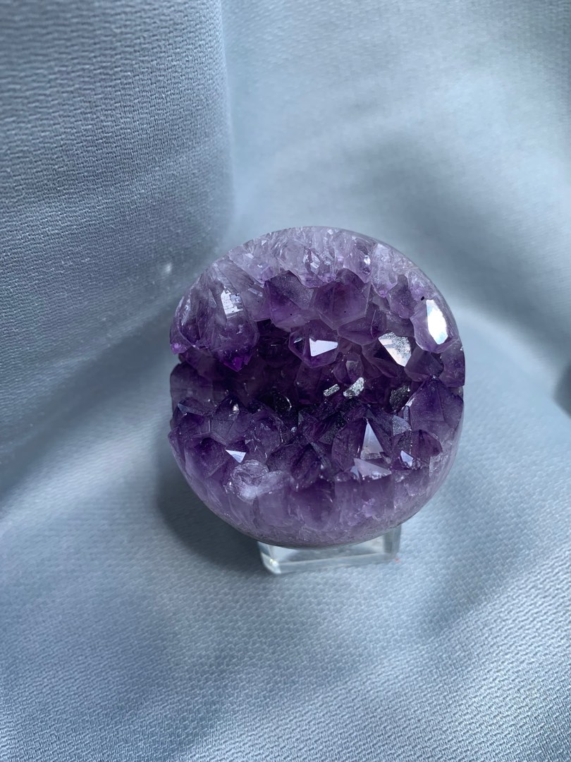 Natural amethyst raw cluster geode in sphere shape crystals, Women's ...