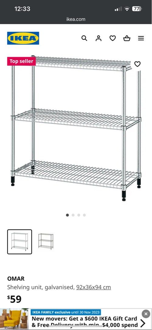 Omar metal rack shelf 2 sets for $60, Furniture & Home Living ...