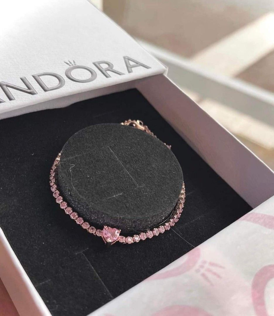 Pandora Pink heart tennis bracelet, Women's Fashion, Jewelry ...