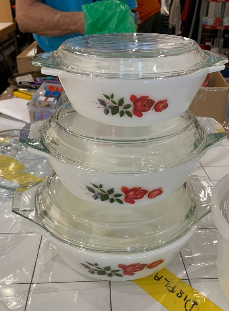 Pyrex JAJ June Rose casserole dish, plates, Furniture & Home Living ...