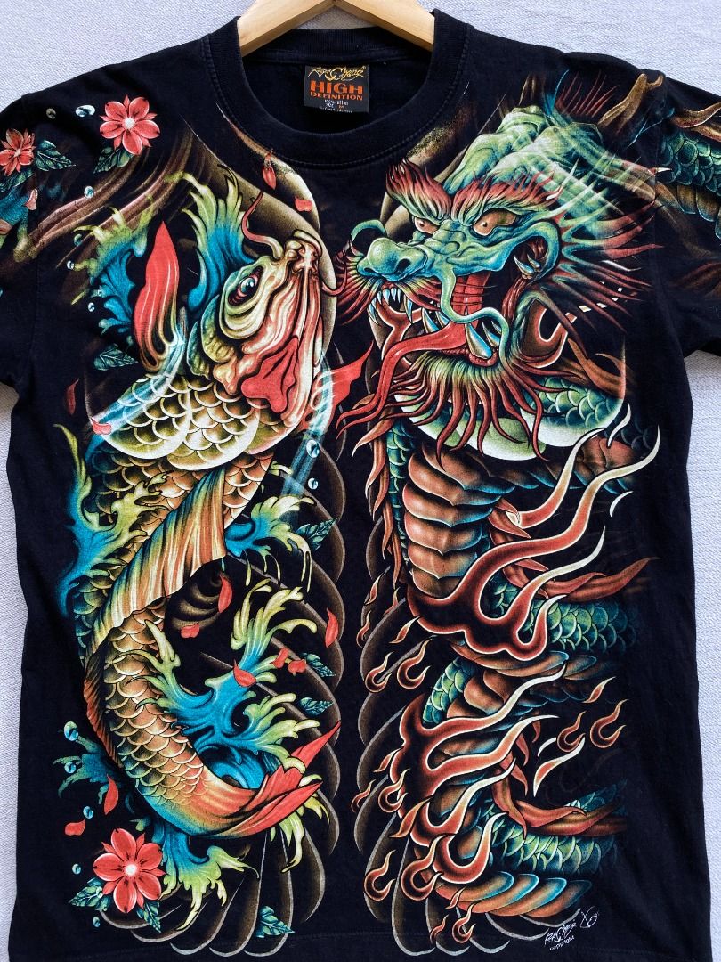 ROCK CHANG HIGH DEFINITION KOI FISH & DRAGON, Men's Fashion, Tops ...