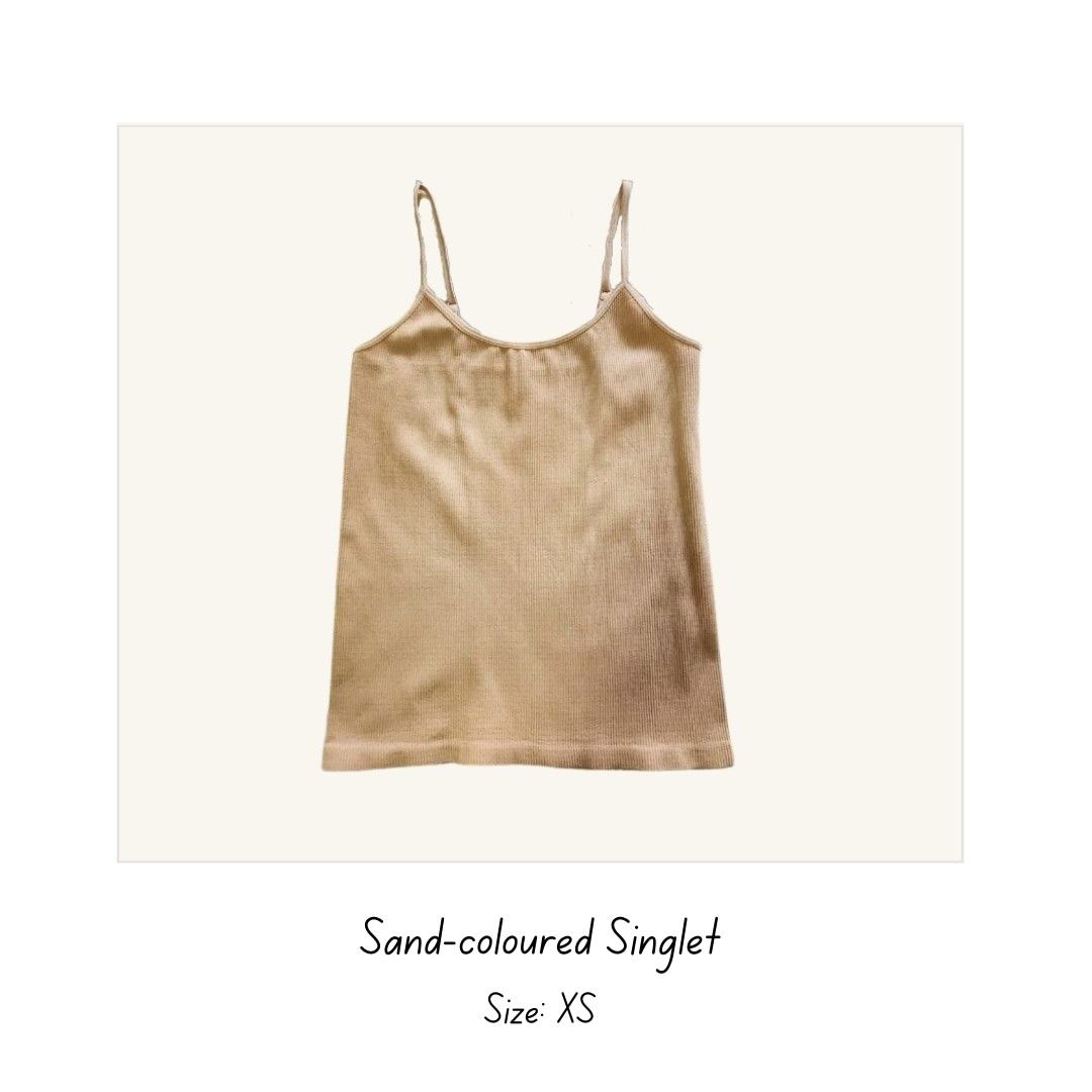 Sand-coloured Singlet, Women's Fashion, Tops, Sleeveless on Carousell