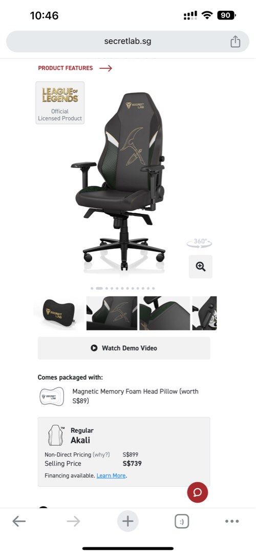 Secretlab lol akali secret lab chair, Furniture & Home Living ...