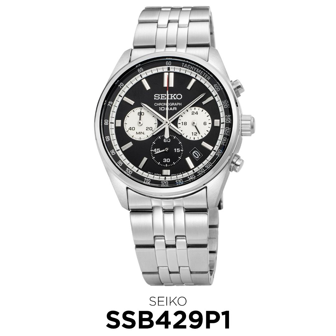 Seiko SSB429 SSB429P1 Black Quartz Chronograph Watch, Luxury, Watches ...