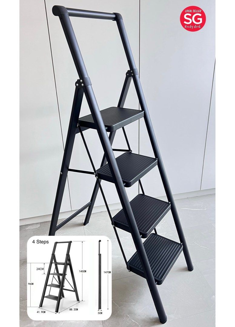 Slim Ladder 4 or 5 steps with handles (Folded only 5cm) , Furniture ...