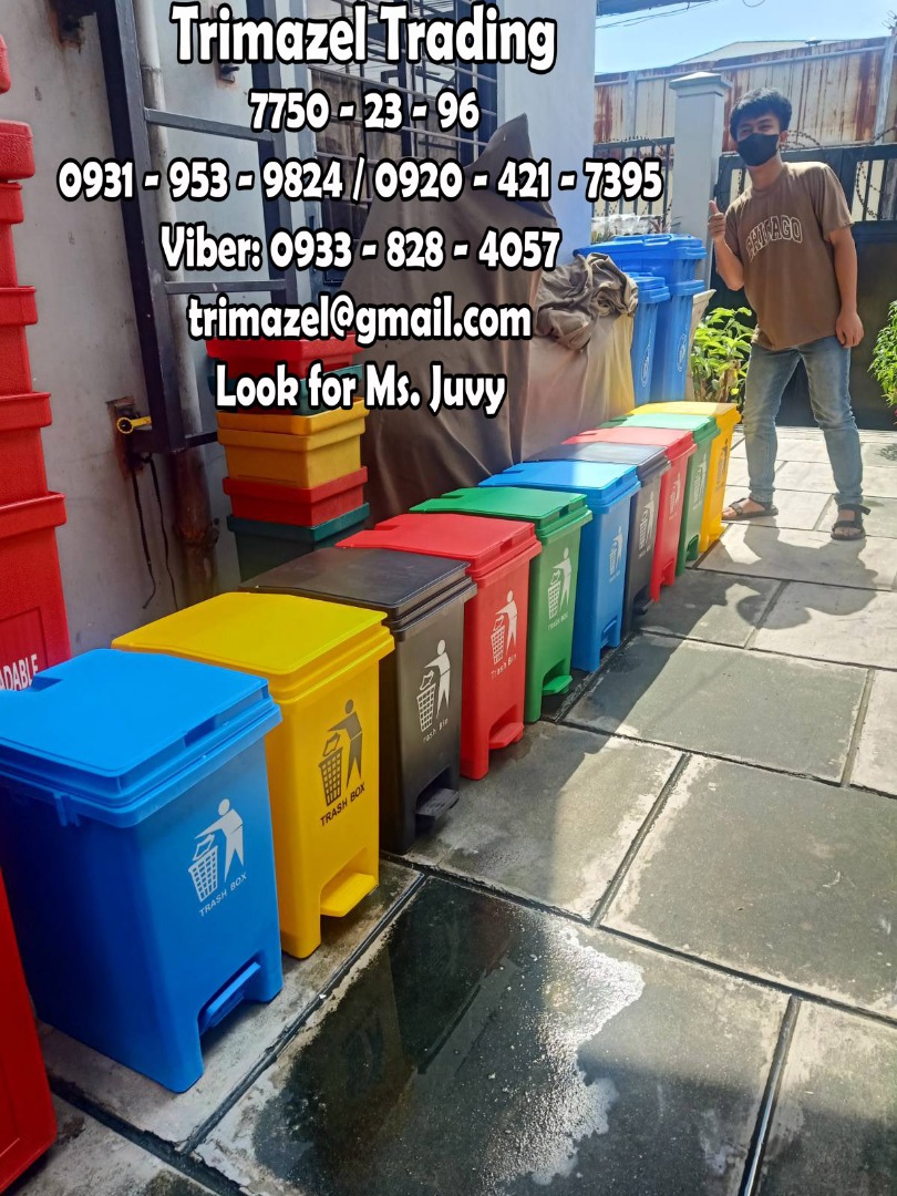 STEP ON TRASH BIN WITH FOOT, Furniture & Home Living, Cleaning ...
