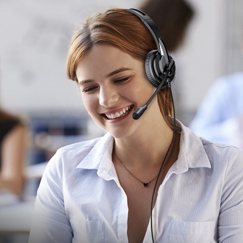 Stereo USB Headset Rotating Mic Earphone Noise Cancelling 3.5mm&USB ...