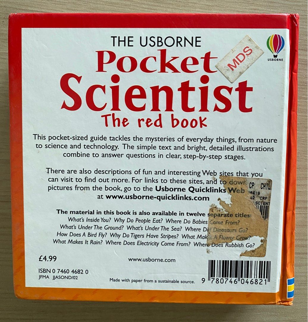 THE USBORNE Pocket Scientist : The red book (Hardcover), Hobbies & Toys ...