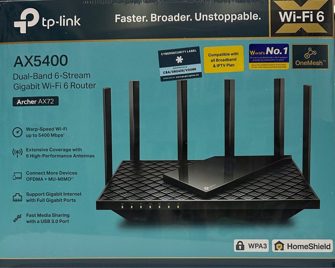 TP-Link AX5400 Dual Band 6-Stream Gigabit Wifi6 Router, Computers ...