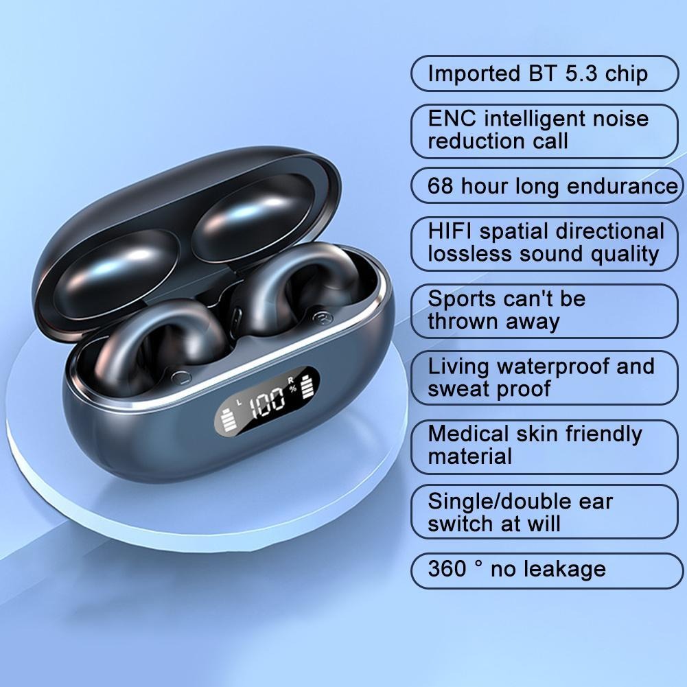 TUNE R15 Bluetooth 5.3 Wireless Earbuds Ear Clip Bone Conduction Sport ...