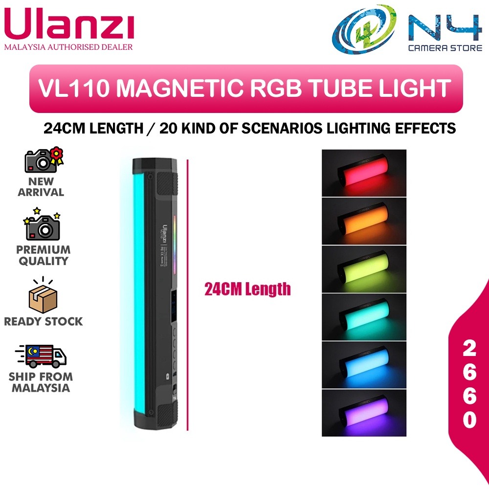 Ulanzi VL110 Magnetic RGB Tube Light 24CM Handheld Light RGB ...