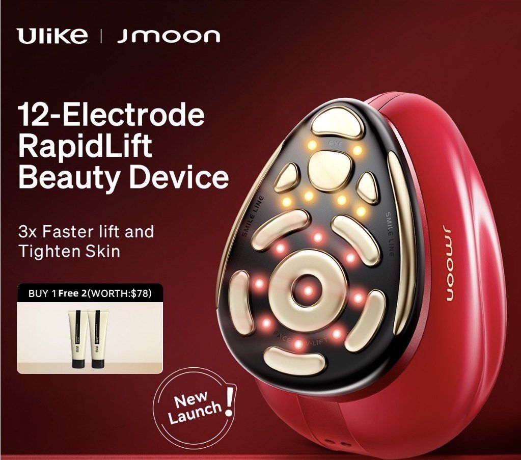 Ulike X Jmoon 12-Electrode Oversize Rapidlift Beauty Device 3x Lift and ...
