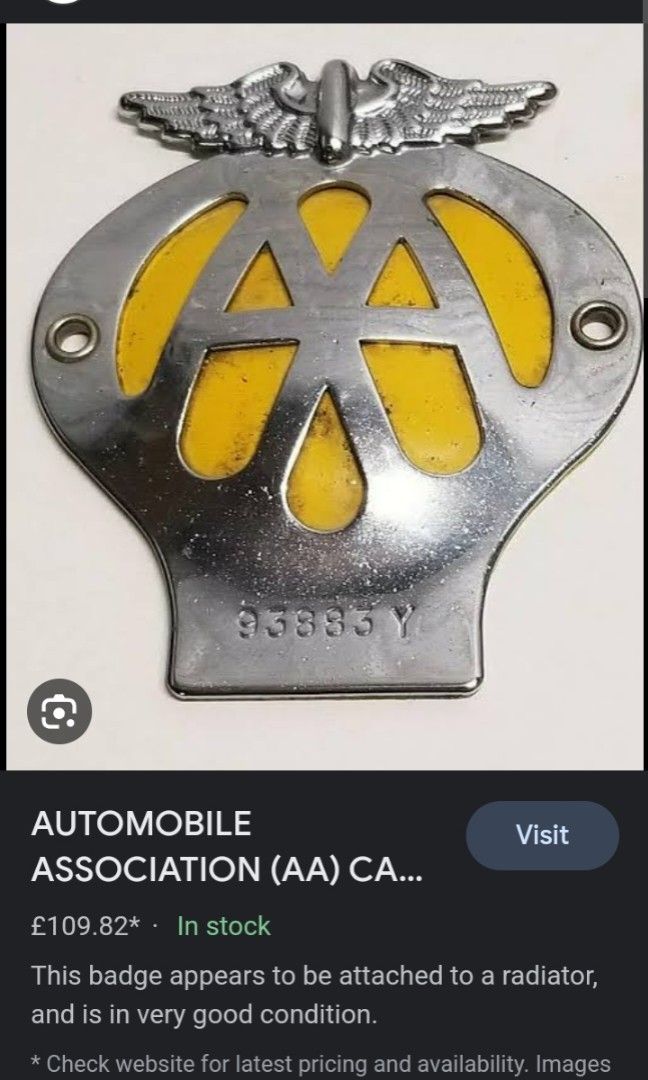 Vintage AA 1950's Badge for vintage and classic cars VW Rover etc, Car ...