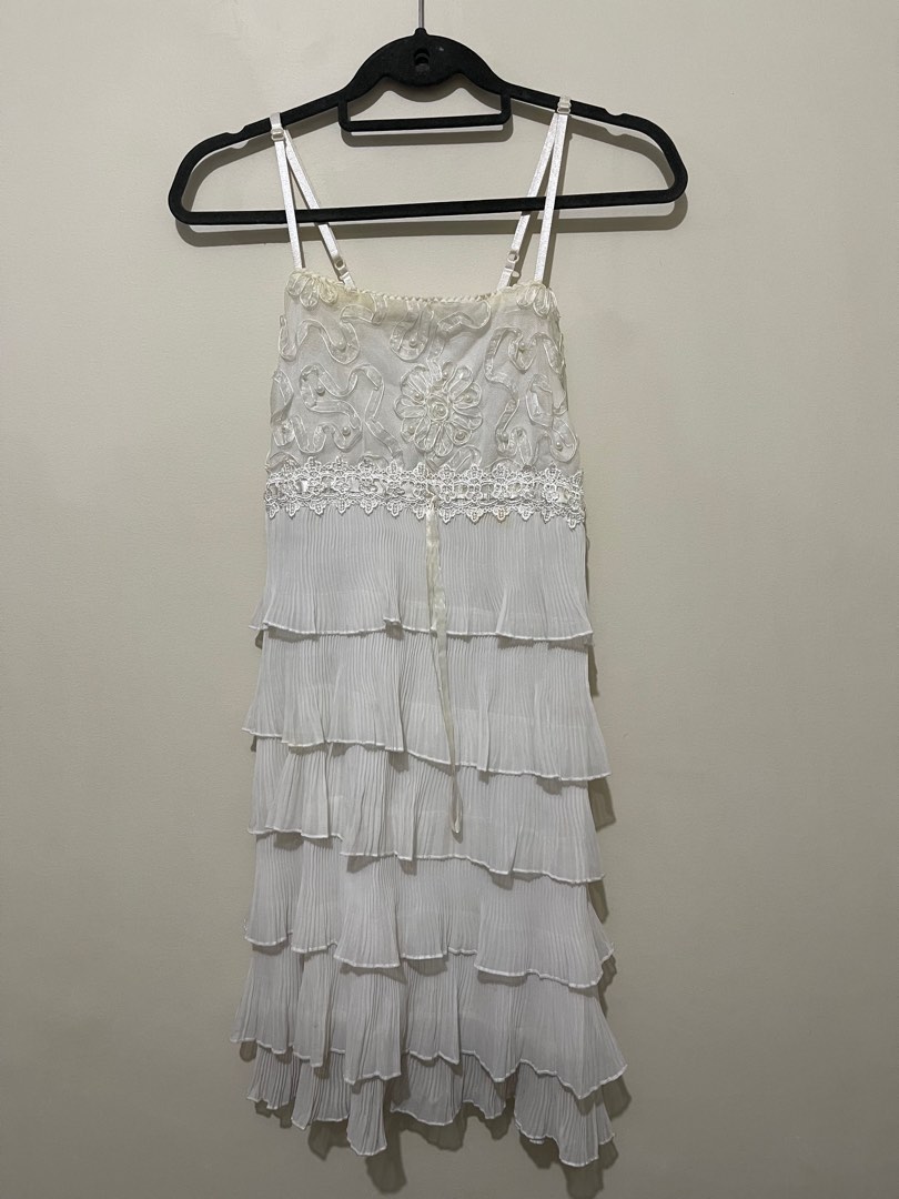 White Lace Ruffle Dress, Women's Fashion, Dresses & Sets, Dresses on ...