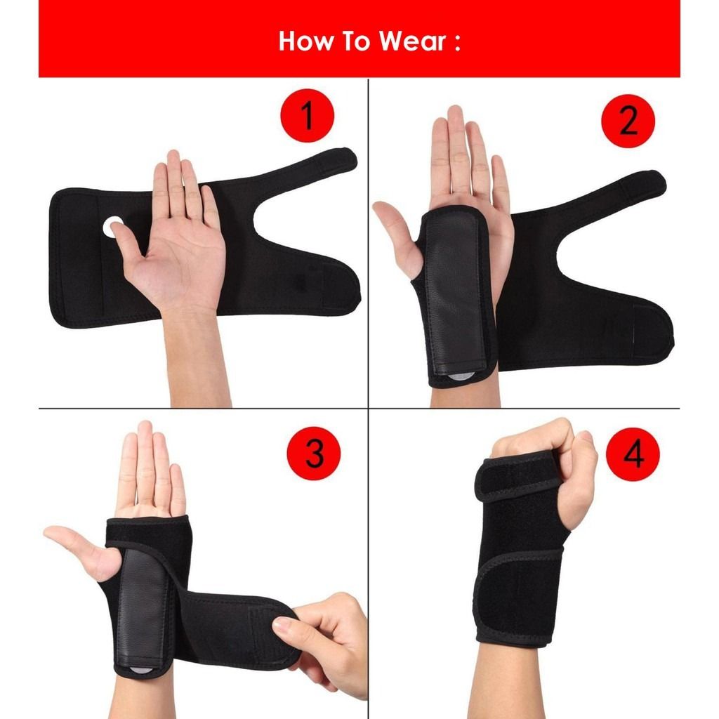 Wrist Brace Men Women Wraps Support Hand Guard Removable Splint Steel ...