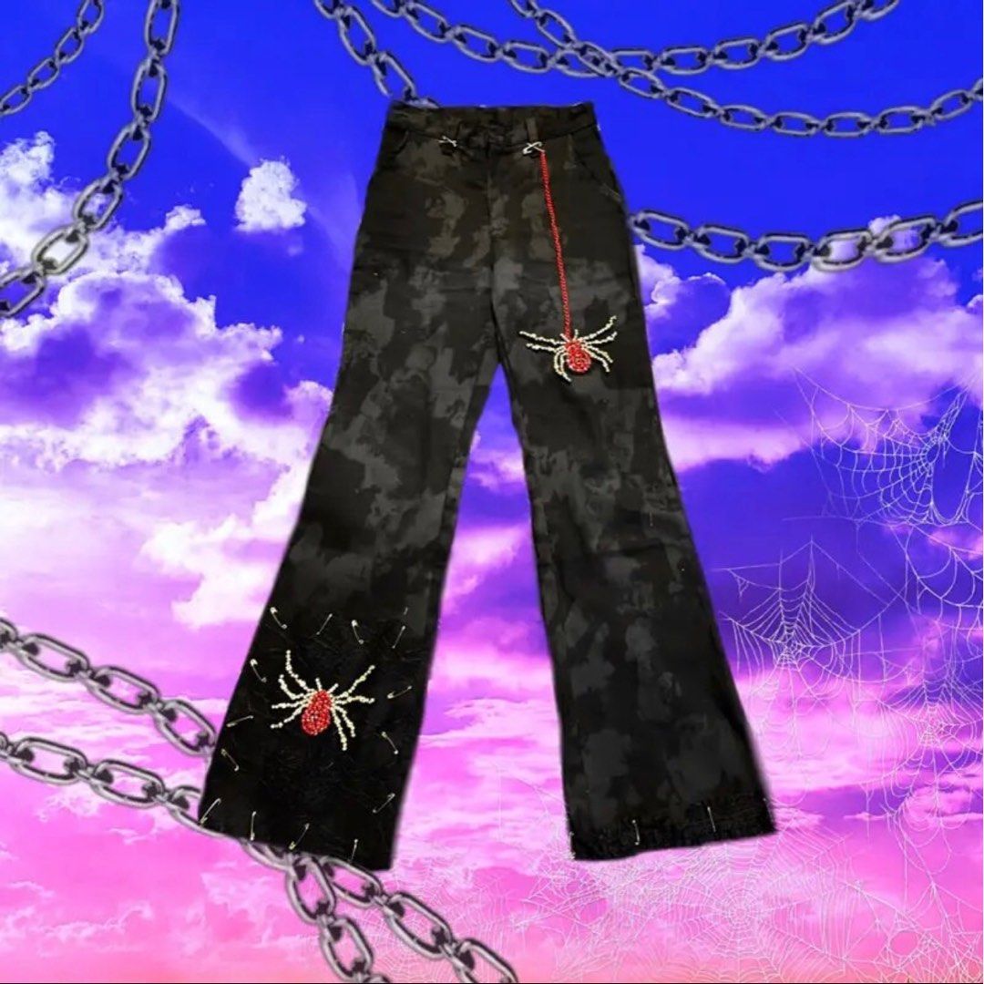 Y2K spider pants, Women's Fashion, Bottoms, Jeans & Leggings on Carousell