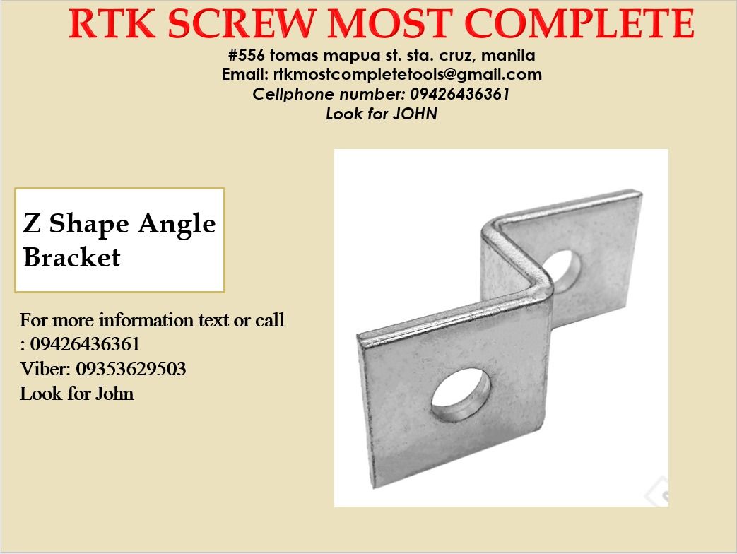 Z Shape Angle Bracket 2 Holes, Commercial & Industrial, Construction ...