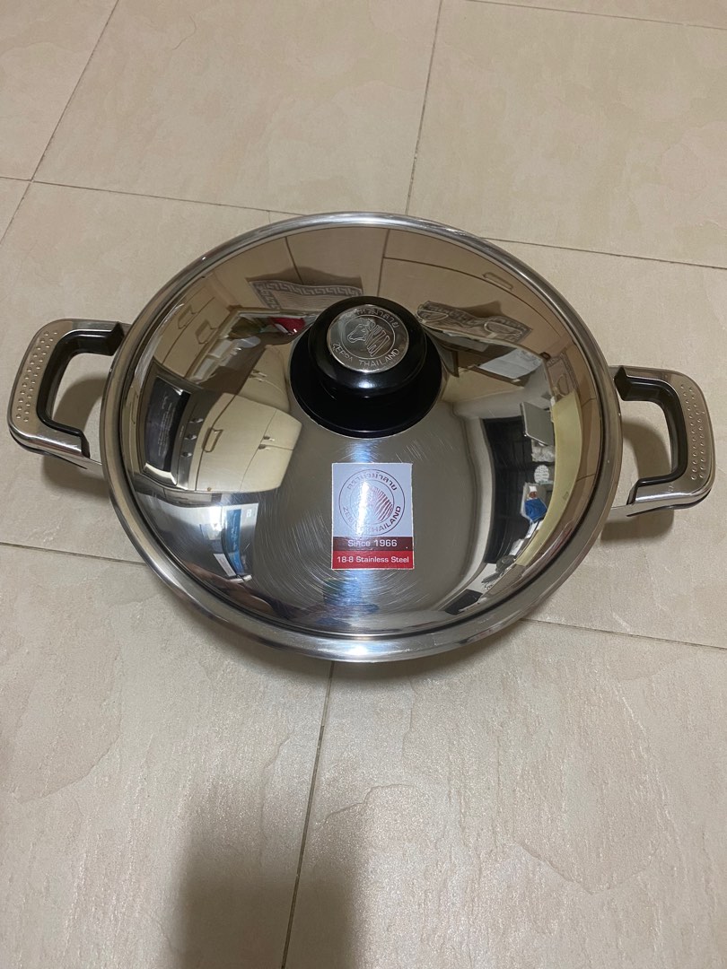 Zebra 29cm stainless steel steamboat pot with lid, Furniture & Home ...