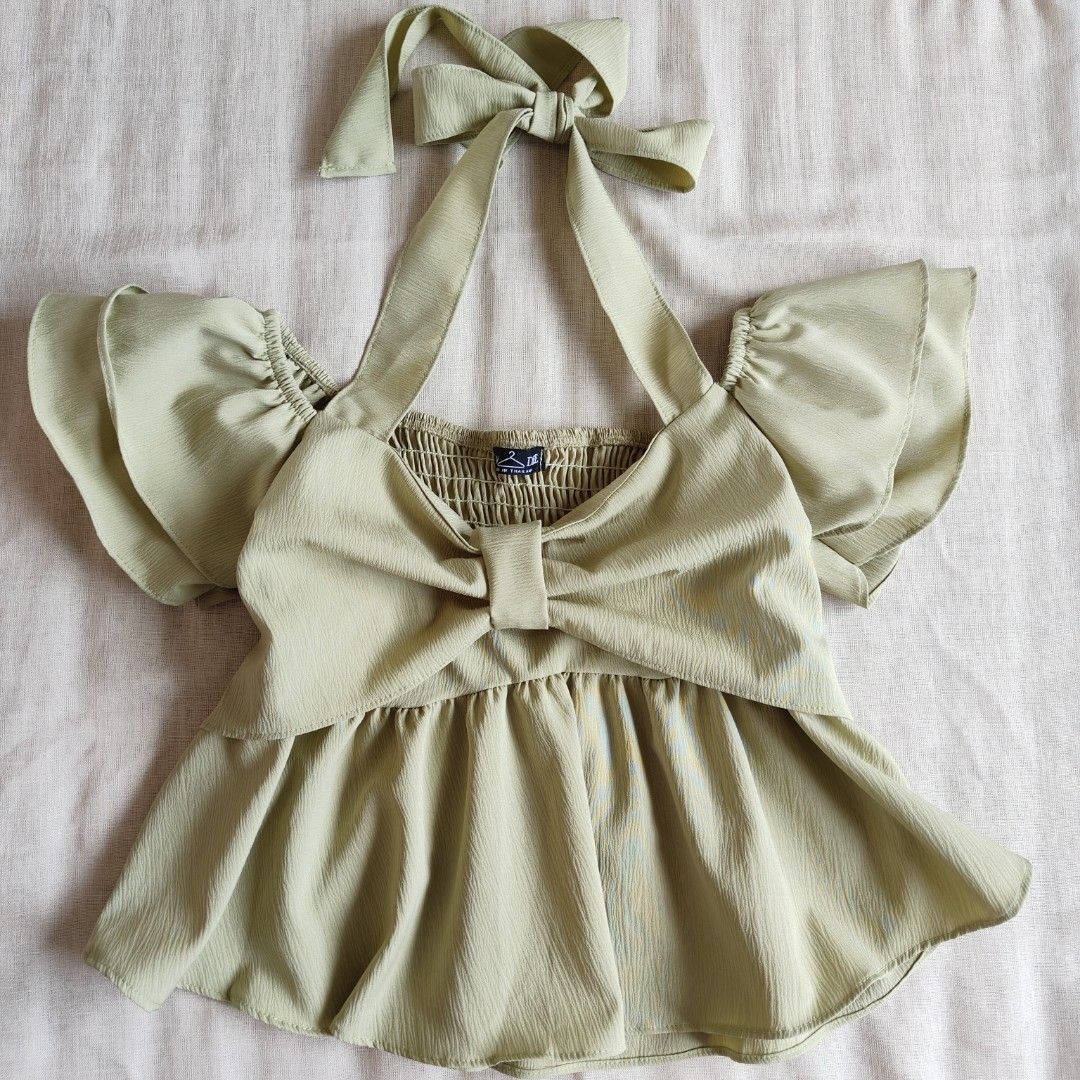 Zozo Madeline Ribbon Blouse, Women's Fashion, Tops, Blouses on Carousell