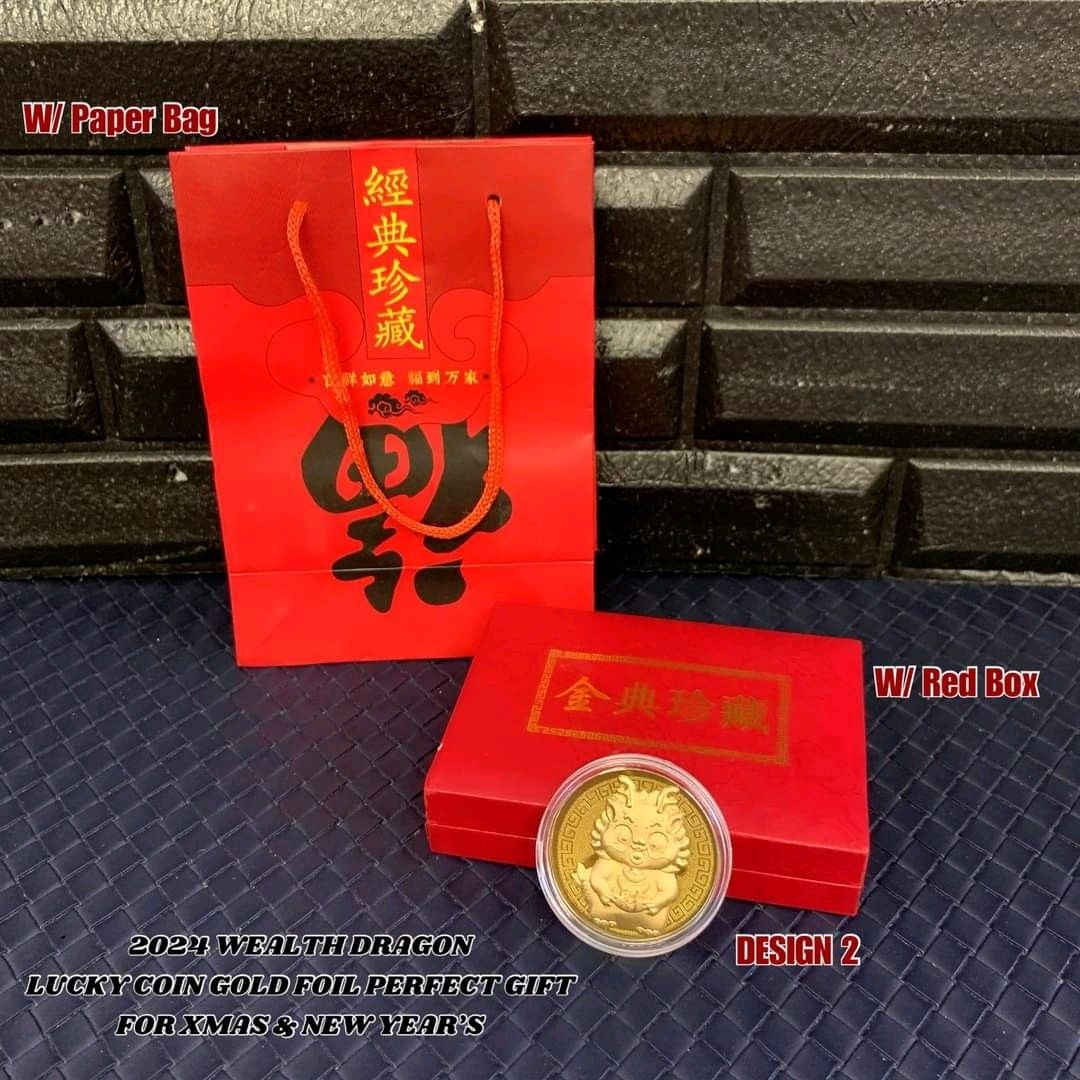 2024 wealth dragon money lucky coin foil gift set, Furniture & Home ...
