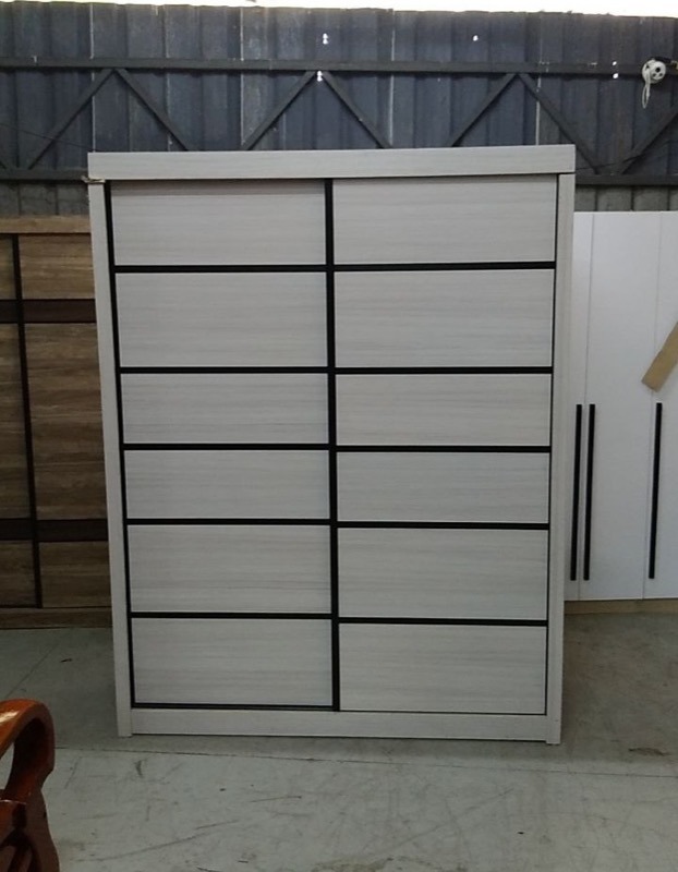 36WD-200 NEW * Almari Baju 5' x 6.5' Sliding Wardrobe - White ...