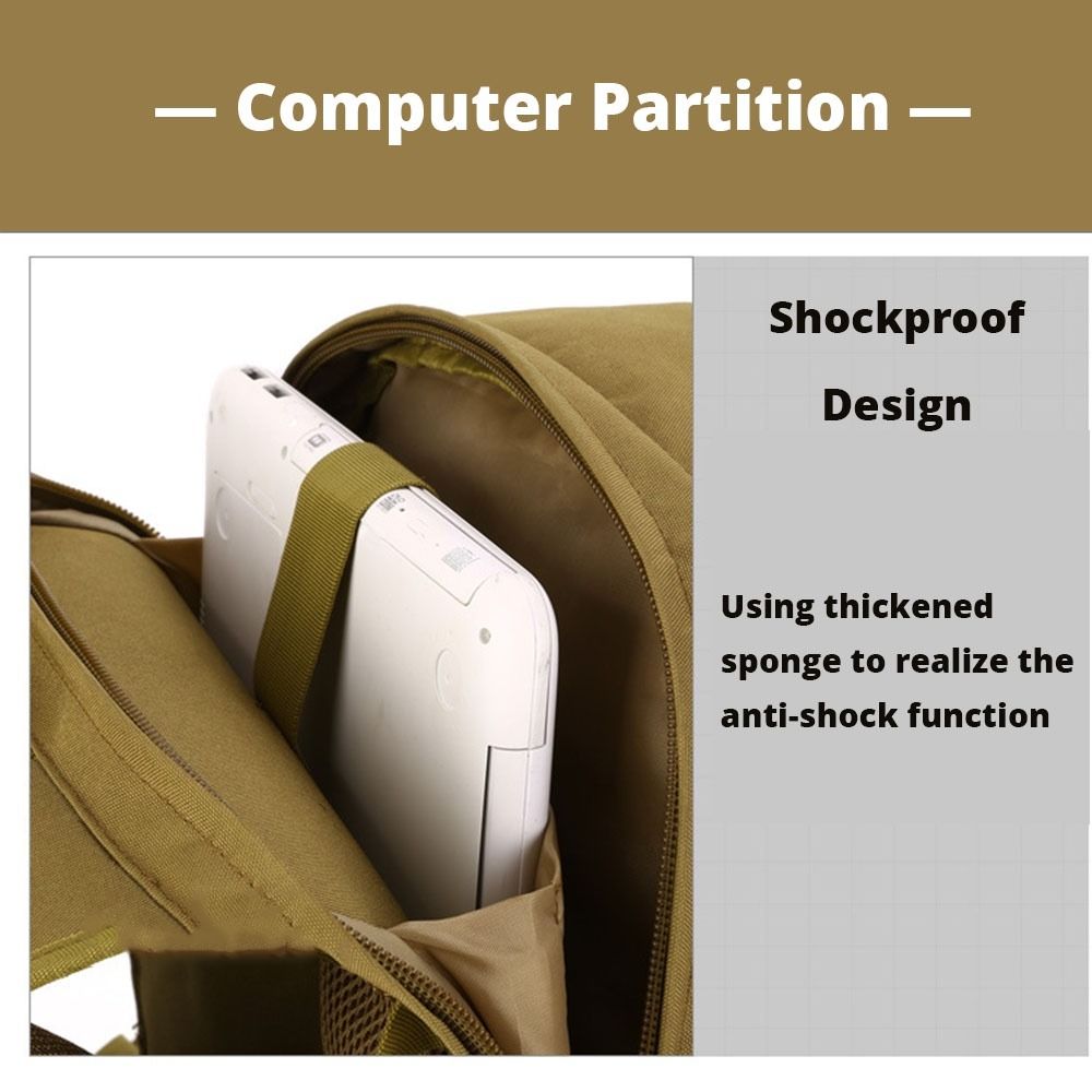 40L Tactical Backpack with Computer Partition Lightweight & Waterproof ...