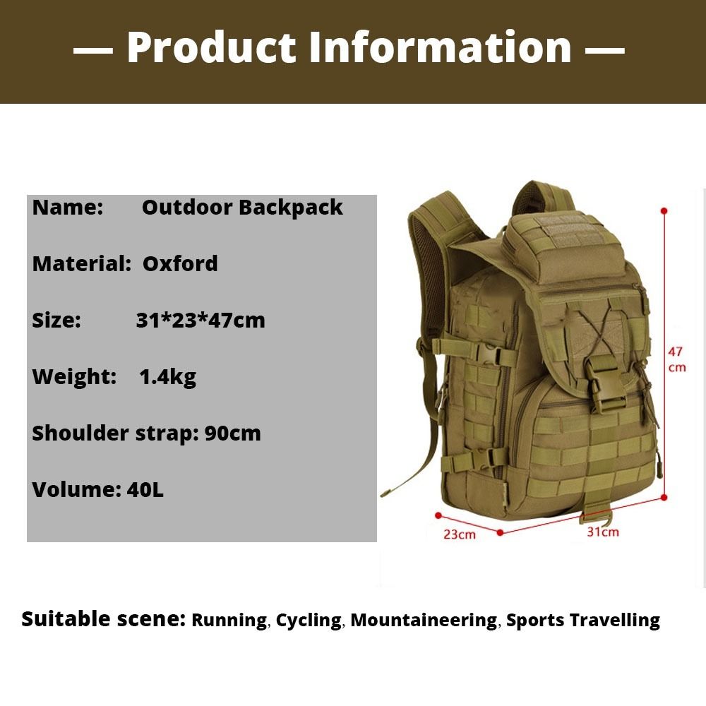 40L Tactical Backpack with Computer Partition Lightweight & Waterproof ...