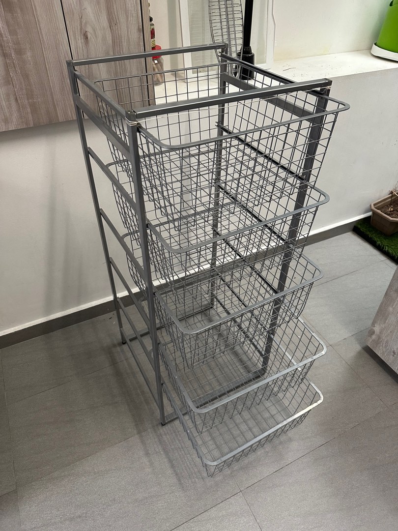 5 tier metal basket storage, Furniture & Home Living, Home Improvement ...