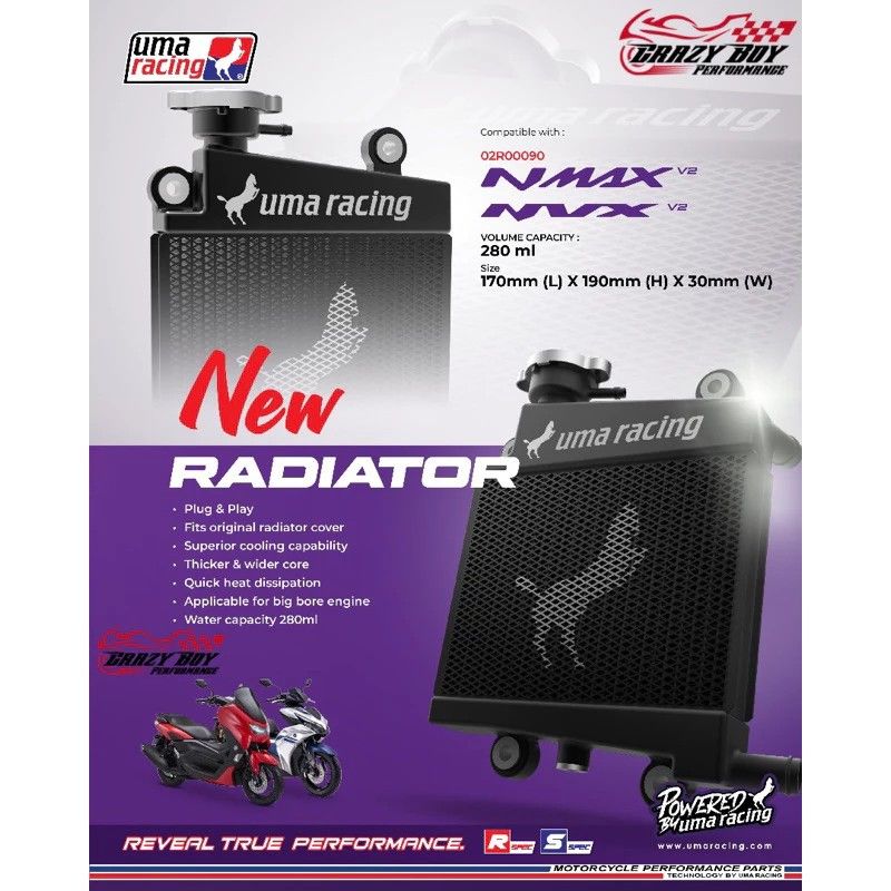 Aerox,nmax v1,v2 uma racing radiator, Motorcycles, Motorcycle ...