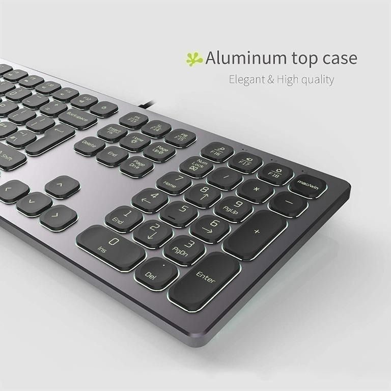 Aluminum Backlit Wired Keyboard For Windowsmac Usb Keyboard Numeric Keypad Computers And Tech