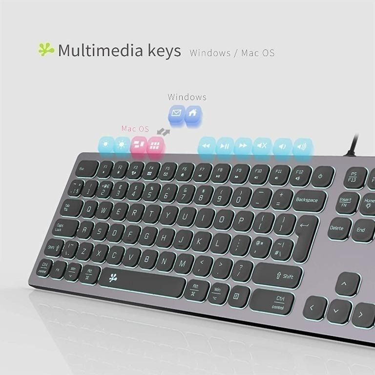 Aluminum Backlit Wired Keyboard For Windowsmac Usb Keyboard Numeric Keypad Computers And Tech