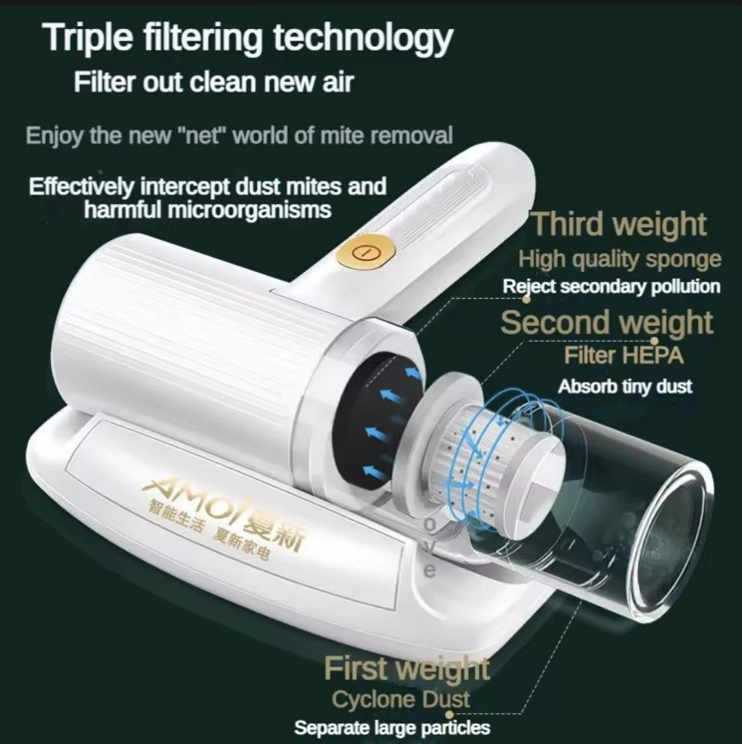 Amoi Wireless Mites Removal Vaccum Cleaner with Free Filter, 1 Step ...
