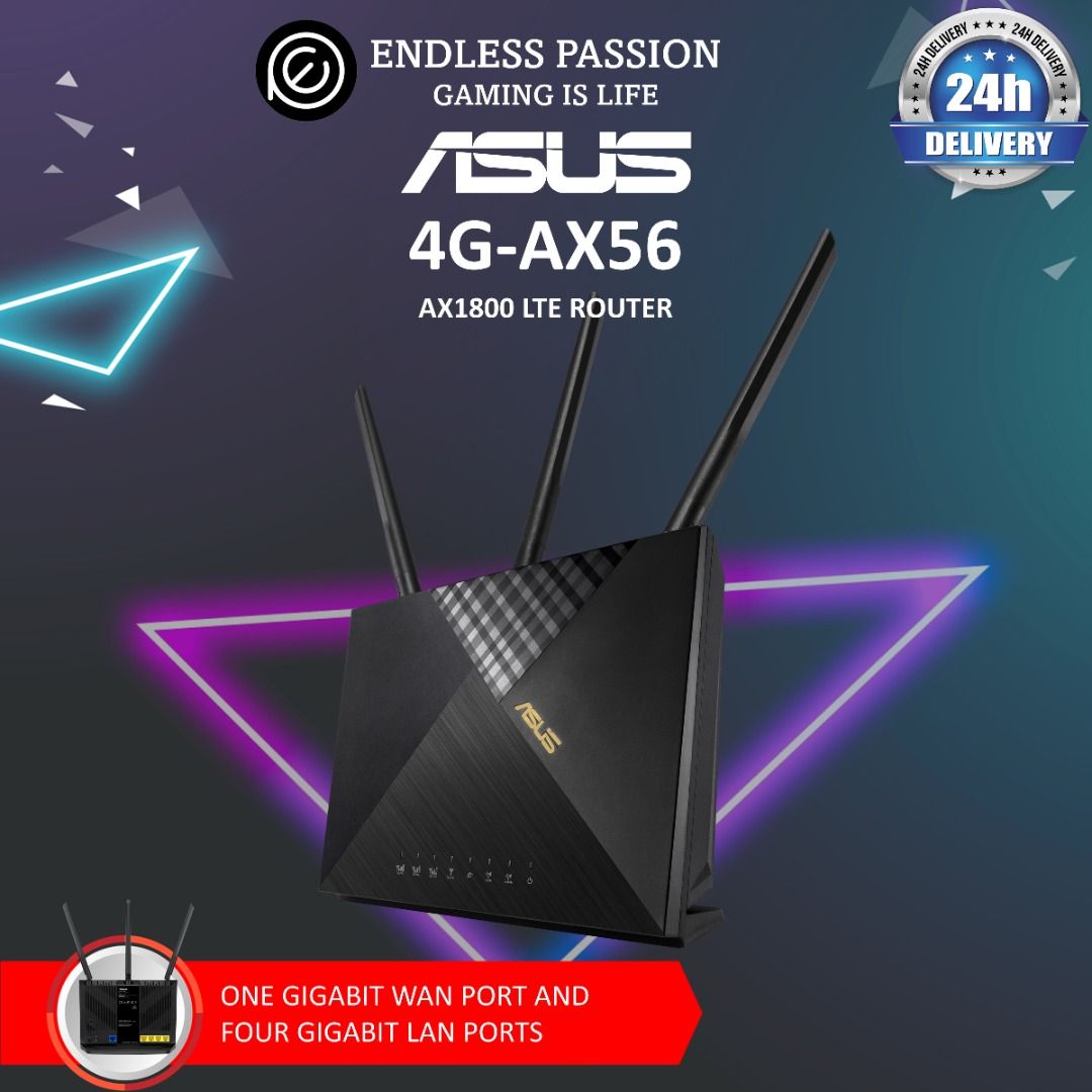 ASUS 4G-AX56 Cat.6 300Mbps Dual-Band WiFi 6 AX1800 LTE Router ...