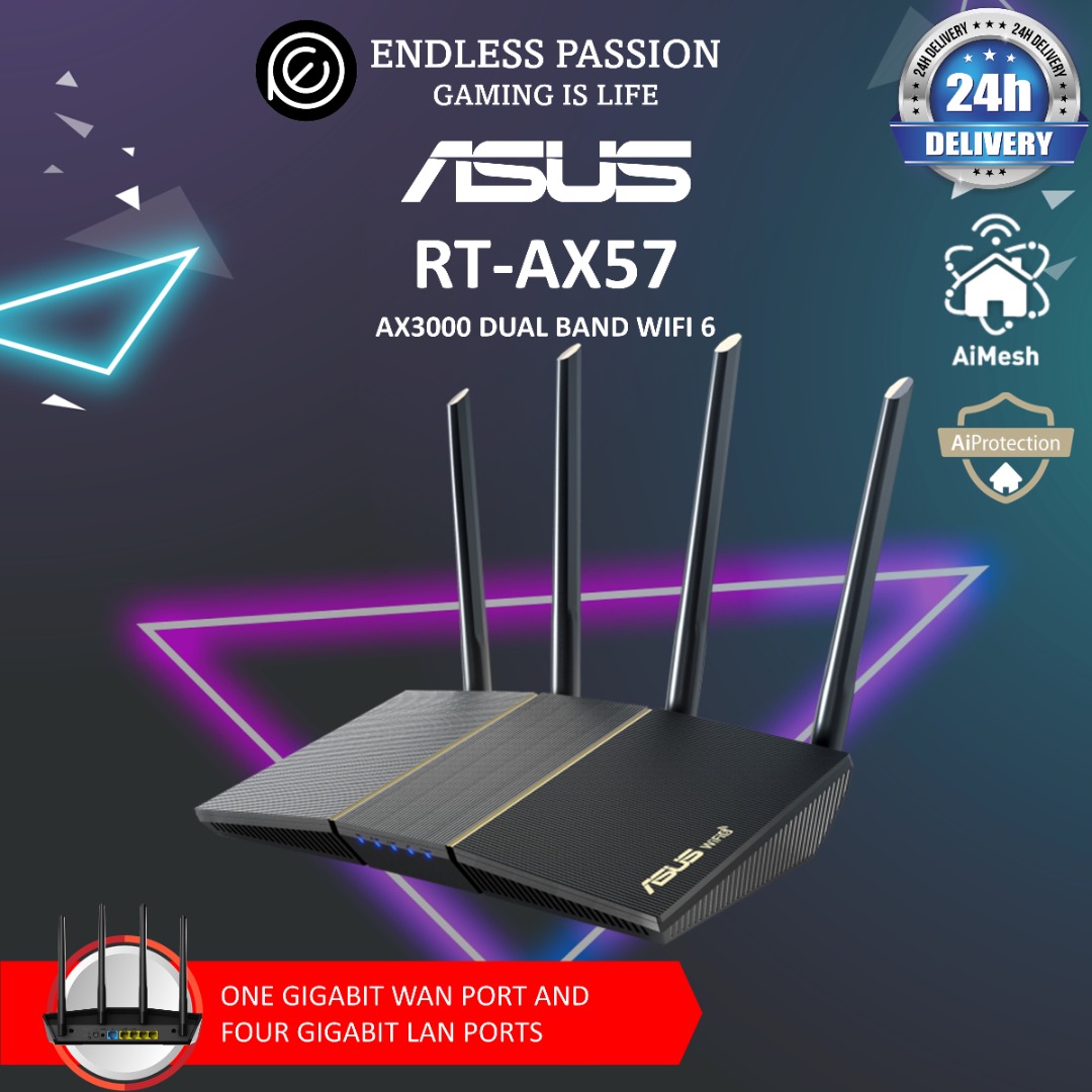 Asus RT-AX57 AX3000 Dual Band WiFi 6 Extendable Router, Computers ...