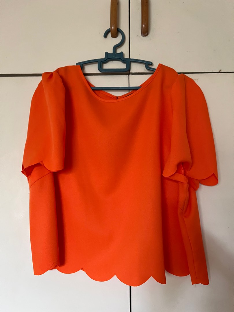 Bright Orange Top Plus Size, Women's Fashion, Tops, Blouses on Carousell