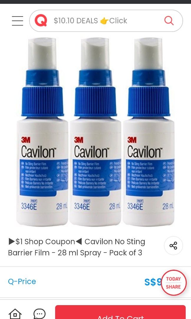 Cavilon No Sting Barrier Film - 28 ml Spray, Health & Nutrition ...