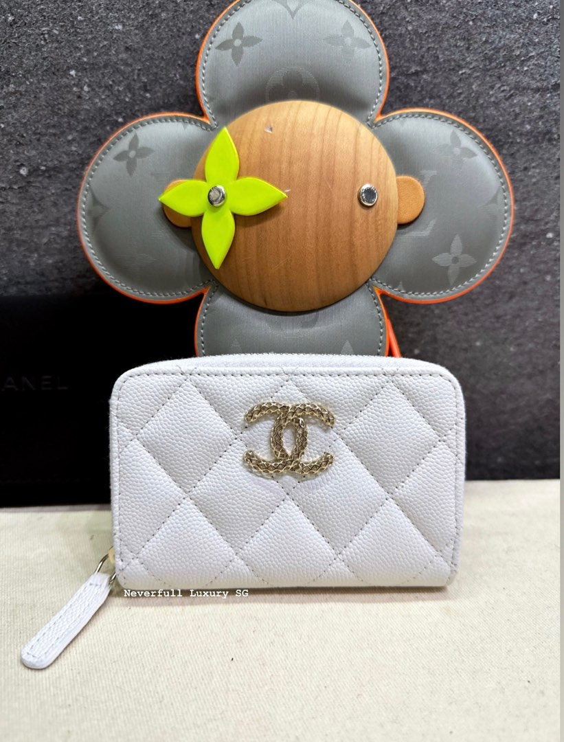 Chanel CC 23A Zippy Card Case White Caviar Ghw, Luxury, Bags & Wallets ...