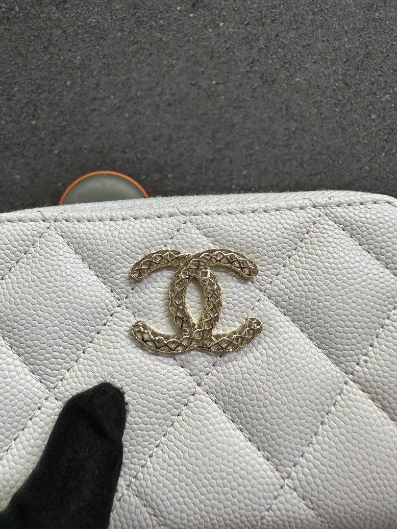 Chanel CC 23A Zippy Card Case White Caviar Ghw, Luxury, Bags & Wallets ...