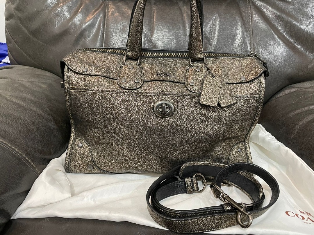 Coach Ryder Brass Gold, Fesyen Wanita, Tas & Dompet di Carousell