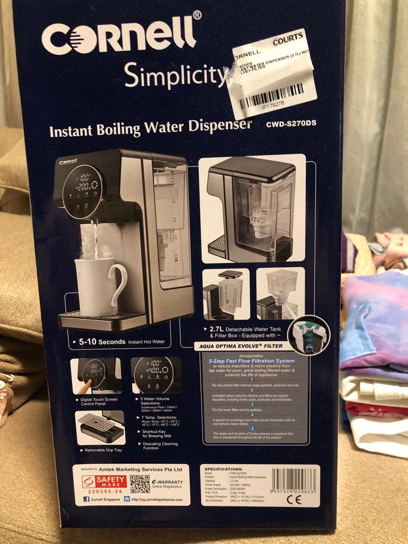 Cornell Instant Boiling Water Dispenser CWD-S270DS, TV & Home ...